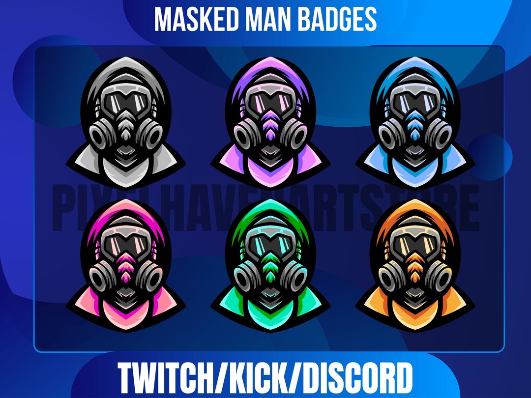 Masked Man Twitch Sub Badges Bit Badges Streamer Youtube Cheer Badges ...