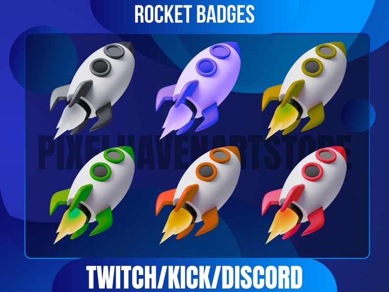 Rocket Sub Badges | Bit Badges | Twitch Badges | Cute Sub Badges ...