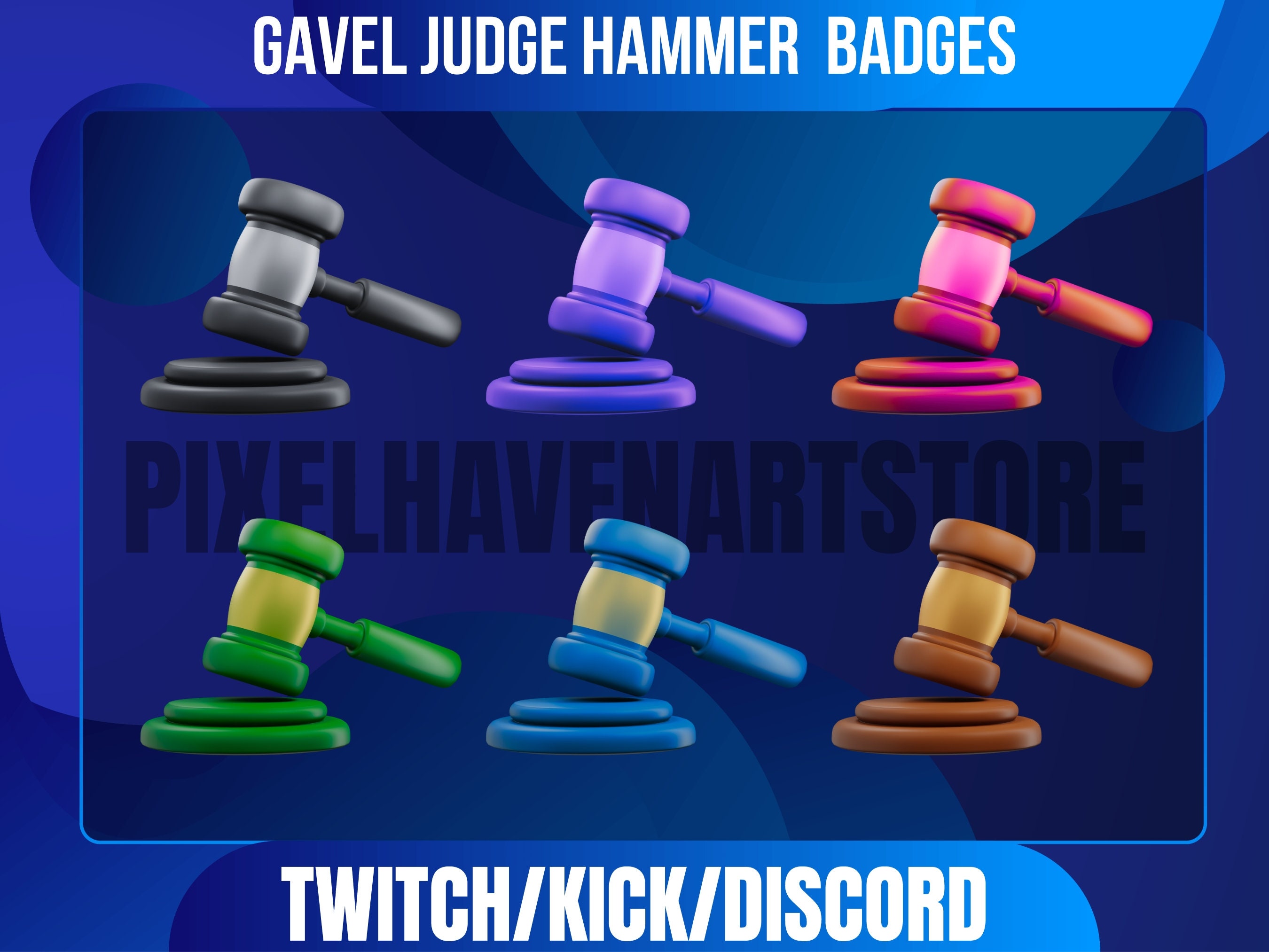 Gavel Judge Hammer Badges for Twitch / Youtube / Kick / Discord Bit ...