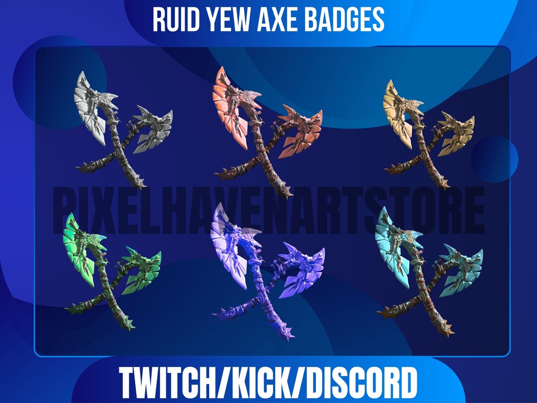 Ruid Yew Axe Sub Badges | Twitch/youtube/discord | Bit Badges | Twitch Axe Badges | Subscriber ...