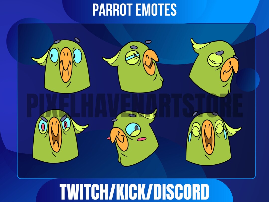 Parrot Emotes Bundle Twitch & Discord Emotes Cute Bird Emote Kawaii Sub ...
