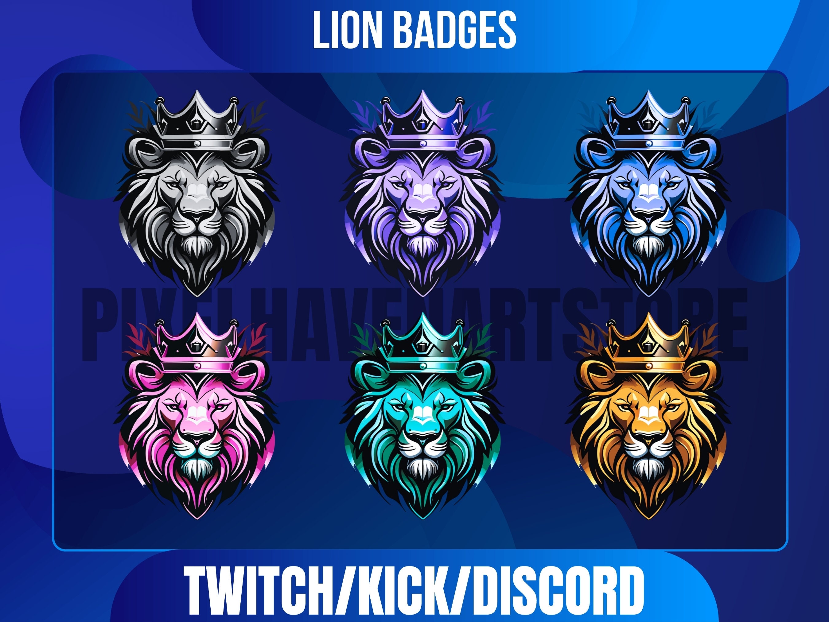 Lion Twitch Sub/bit Badges (twitch) - Stream Badges - Twitch Graphics ...
