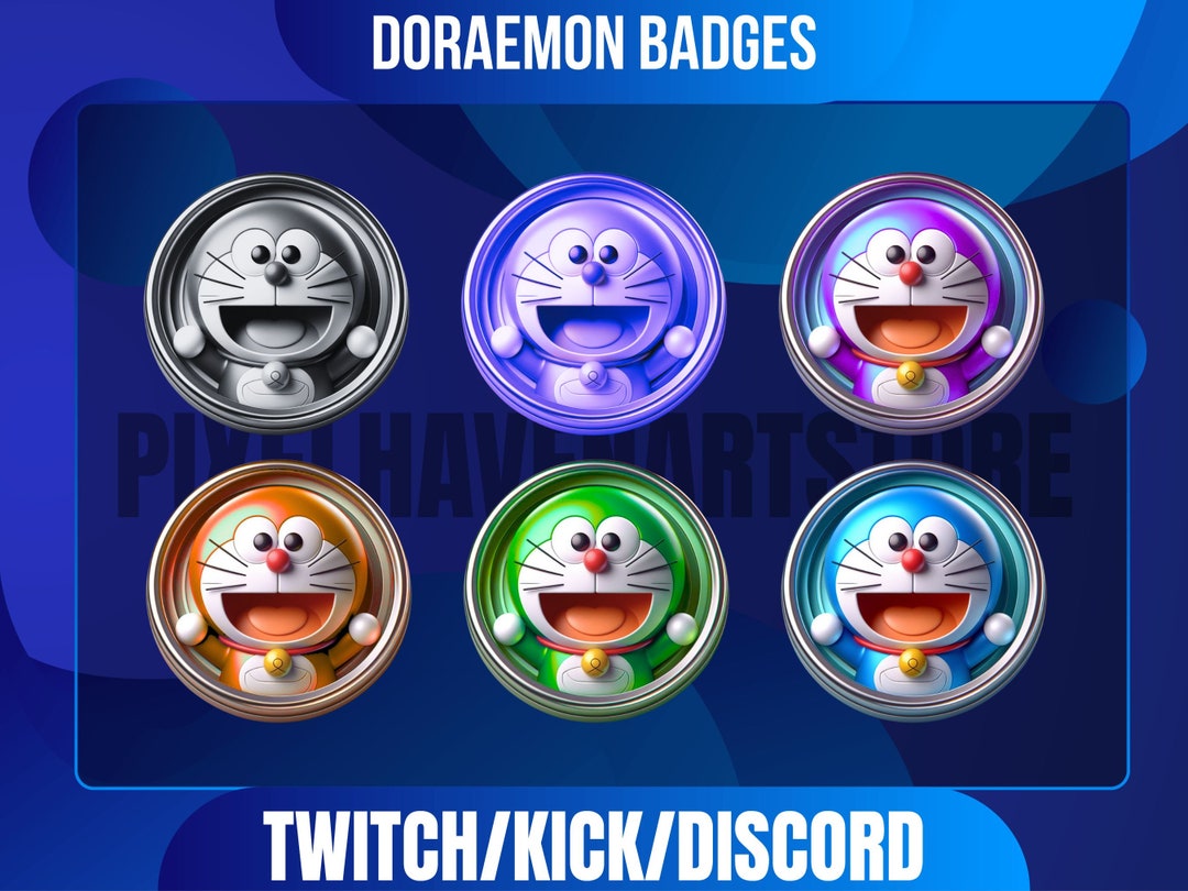 Dora-emon Twitch Badges Twitch Sub Badges Twitch Cartoon Badges Twitch Bit Badges Streamer Manga ...