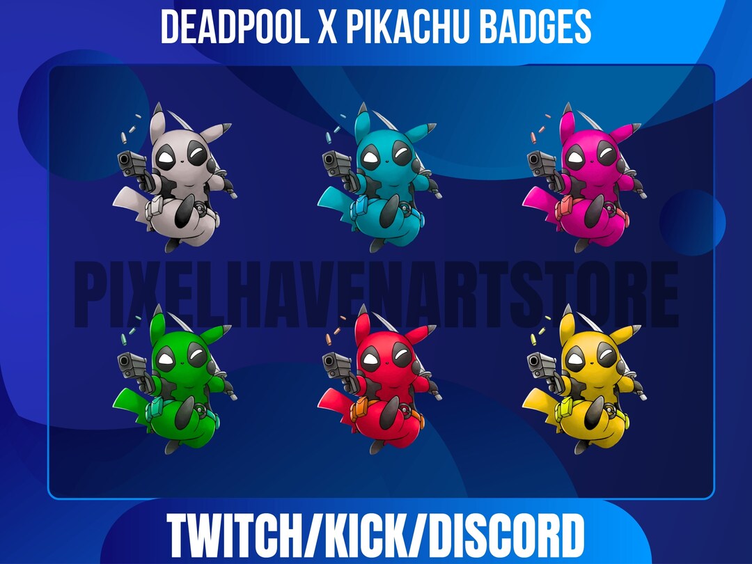 Dead-pool X Pika-chu Twitch Badges Stream Badges Anime-themed Weapon ...