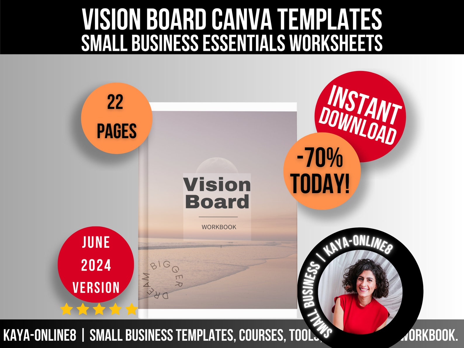 Vision Board Canva Template, PLR for Small Business, Printable Planner ...