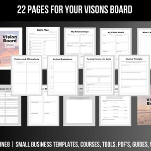 Vision Board Canva Template, PLR for Small Business, Printable Planner ...