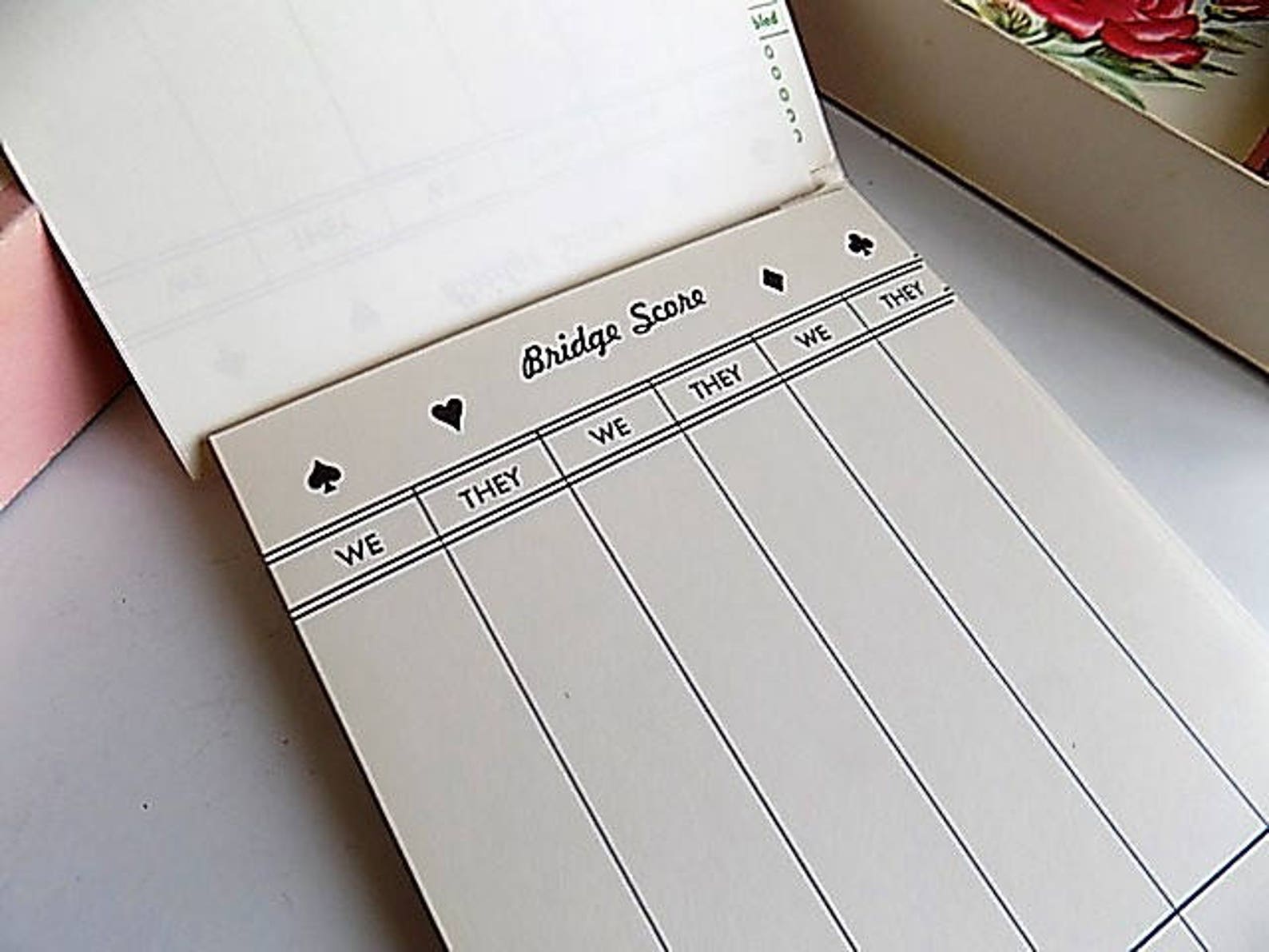 Vintage Bridge Party Set Pads Tall Cards Floral Pen - Etsy