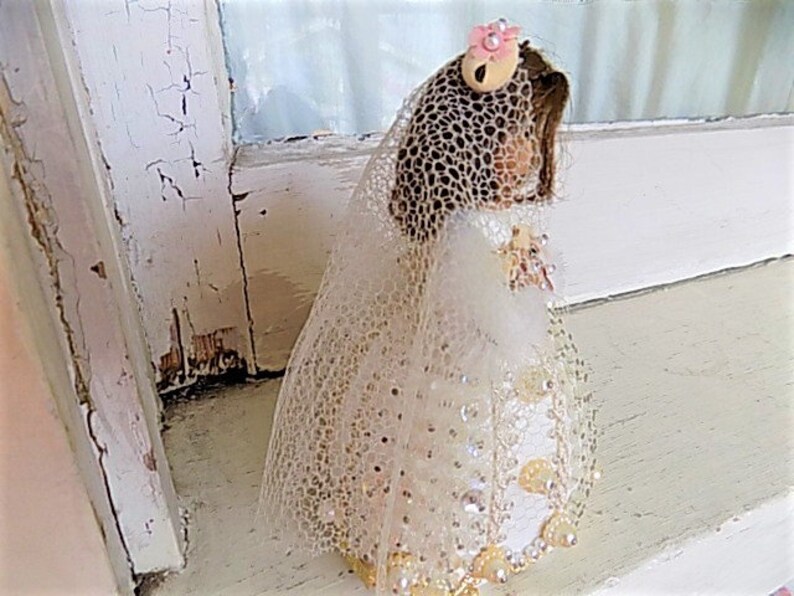Vintage Handmade Mini Bride Doll Pipe Cleaners Sequins and - Etsy