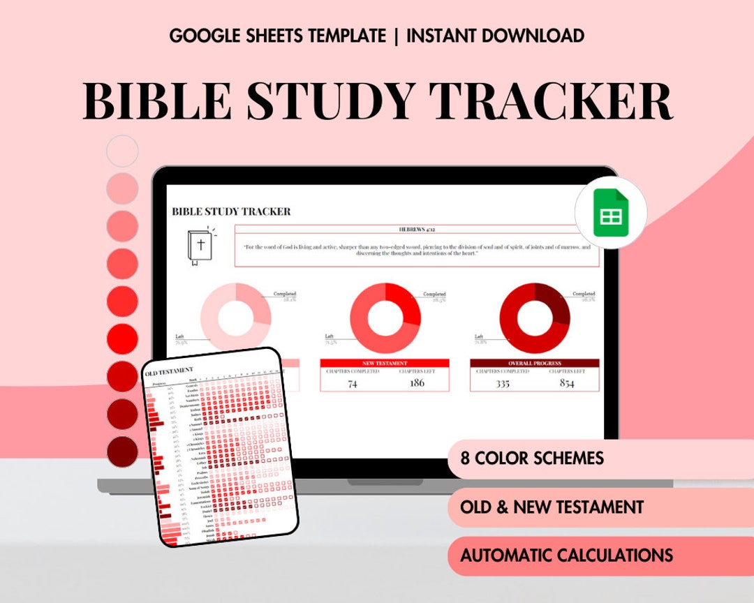 Digital Bible Study Tracker Google Sheets Template Old & New Testament ...