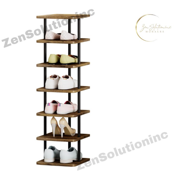7 Tier Wooden Shoe Rack | Shoe Shelves | Shoe Display Rack | Space ...