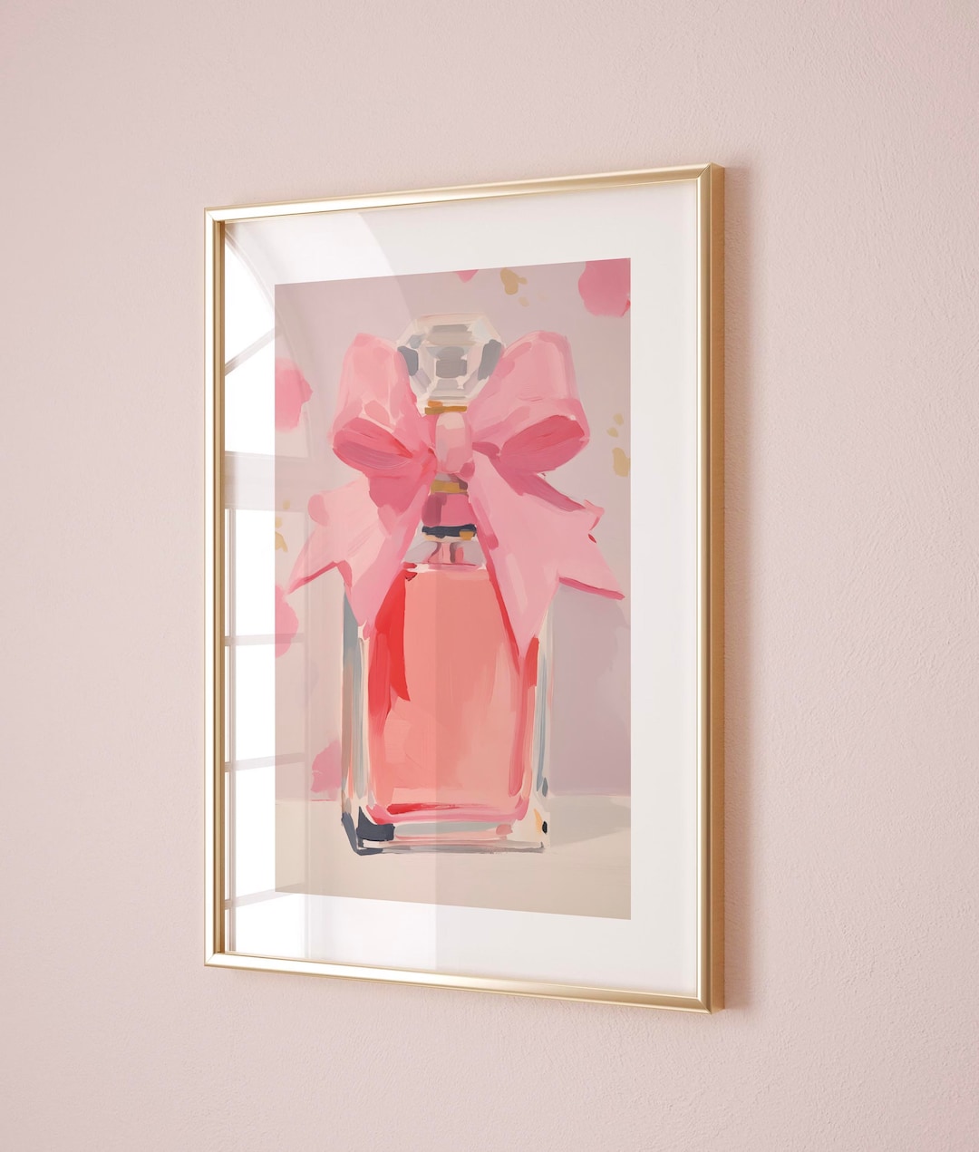 Pink Perfume Bottle Poster With Bow Accent Girly Preppy Room Decor ...