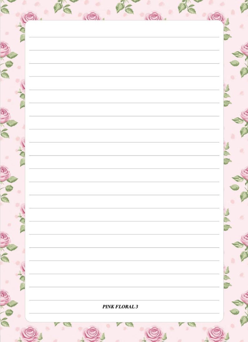 A5 Pink Floral Lined Paper Refill: Planner Binder Inserts - Etsy
