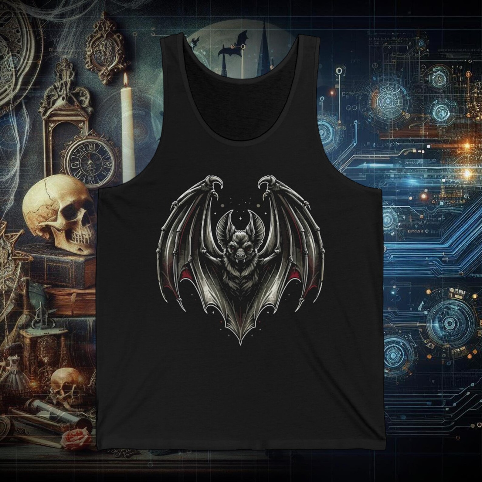Bat's Blood | Black Vampire Tank | Horror Tank Top | Bella Canvas 3480 ...