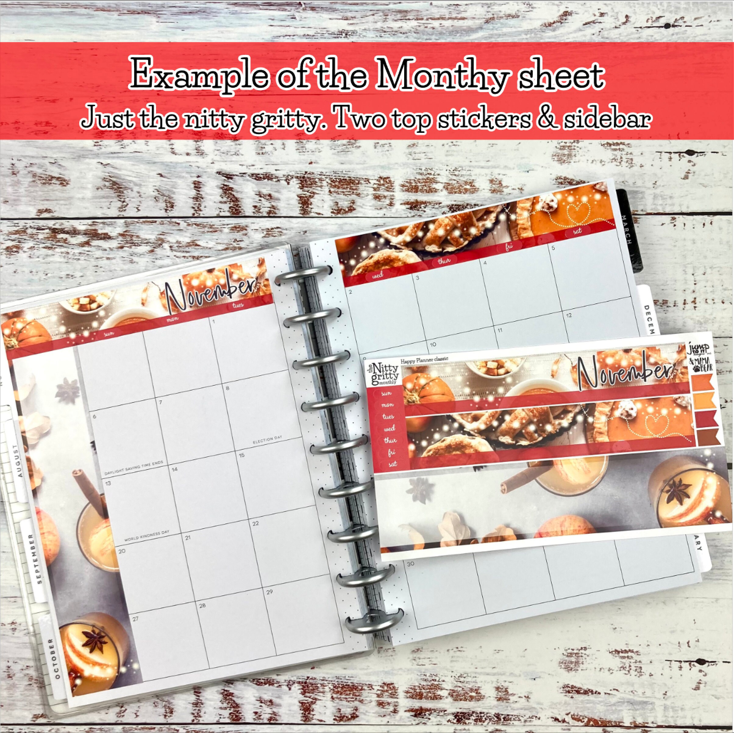 November Thanksgiving Monthly Kit | Printable Stickers | Happy Planner ...