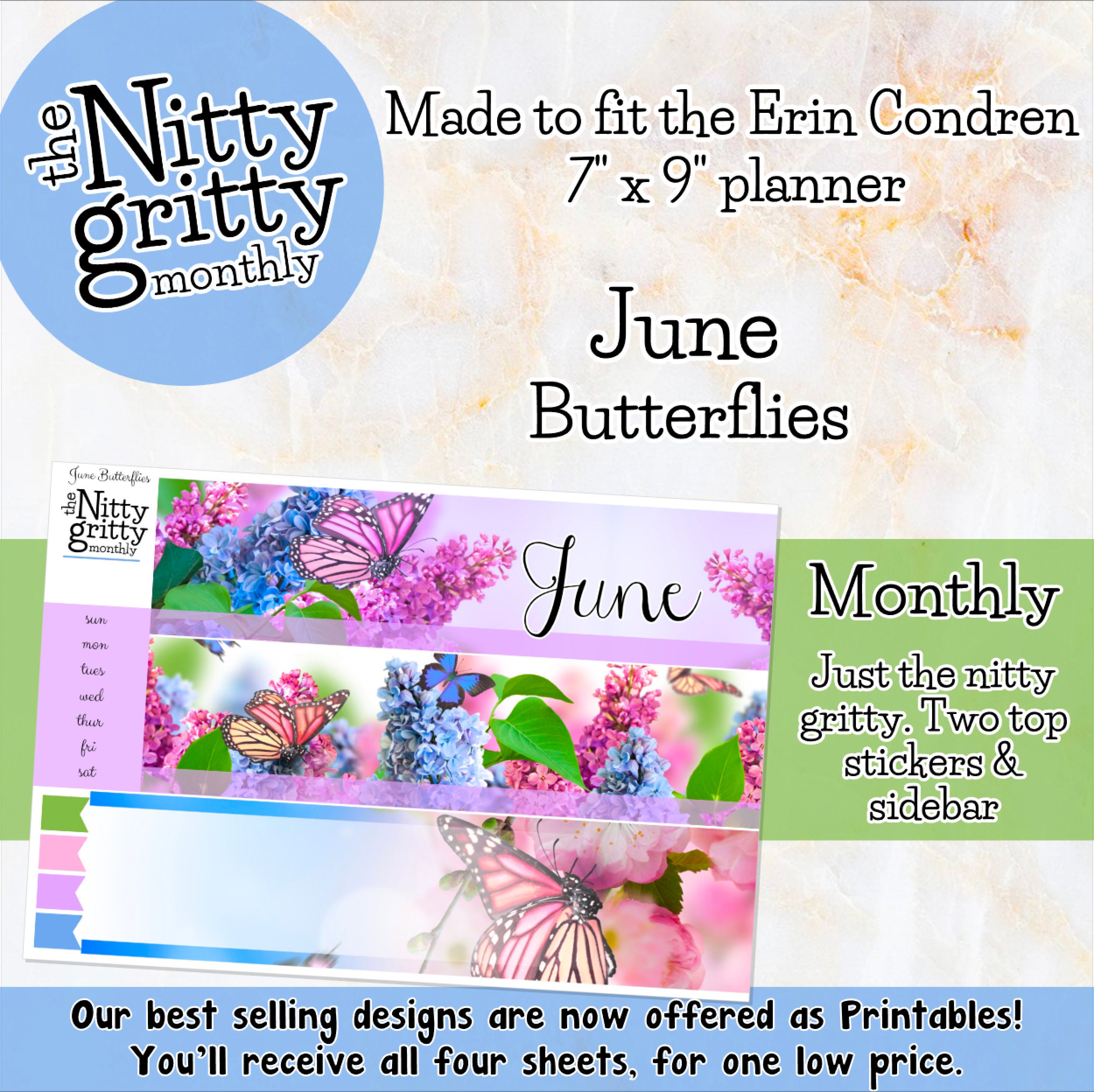 June Butterflies Monthly Kit | Printable Stickers | Erin Condren ...