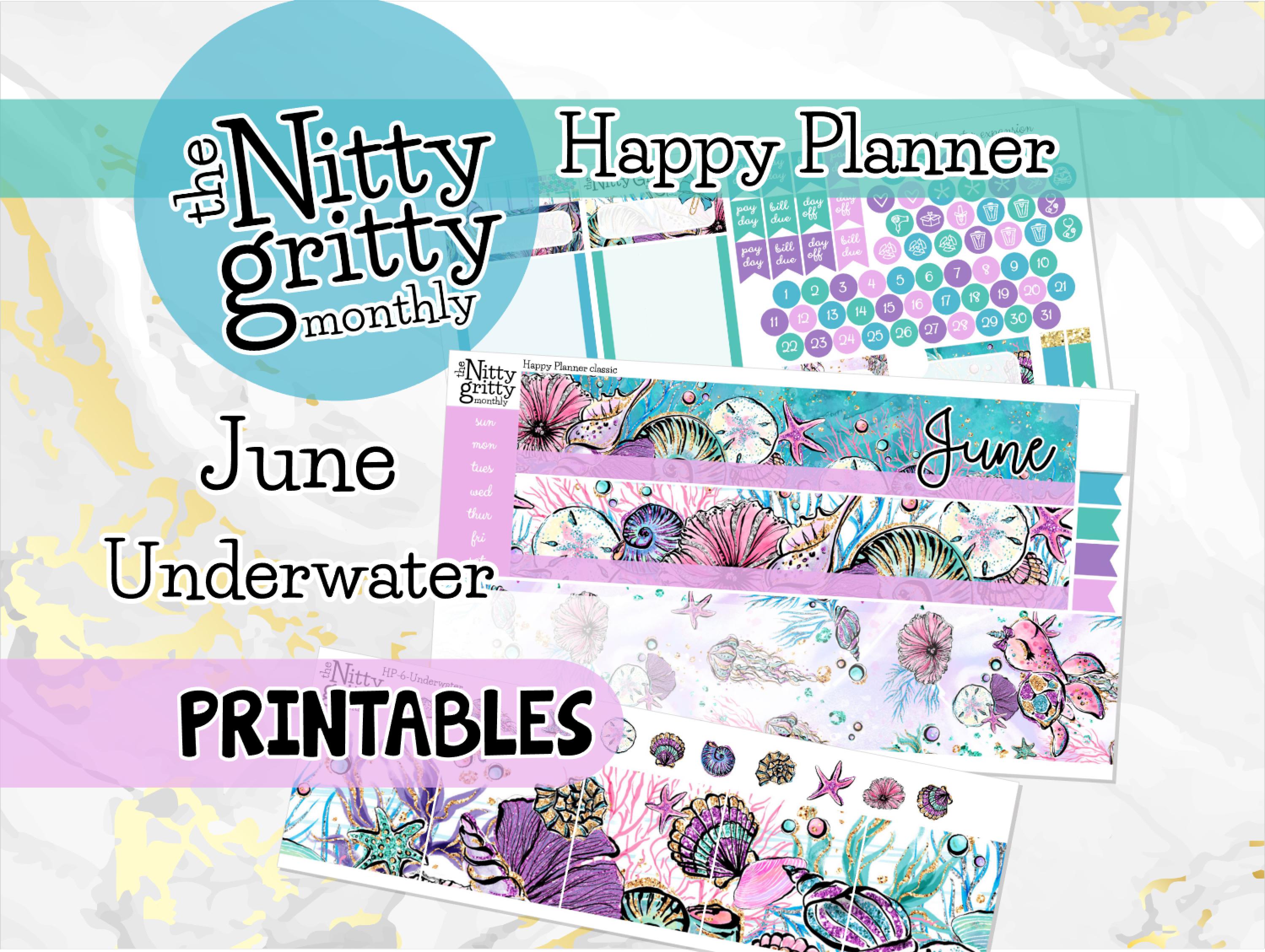 June Underwater Monthly Kit | Printable Stickers | Happy Planner ...