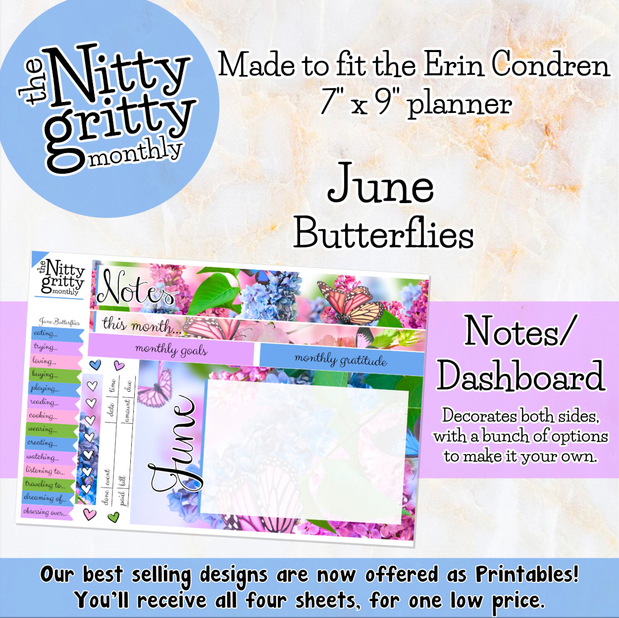 June Butterflies Monthly Kit | Printable Stickers | Erin Condren ...