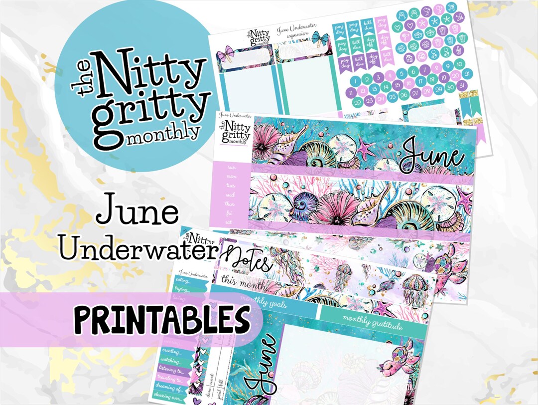 June Underwater Monthly Kit | Printable Stickers | Erin Condren ...