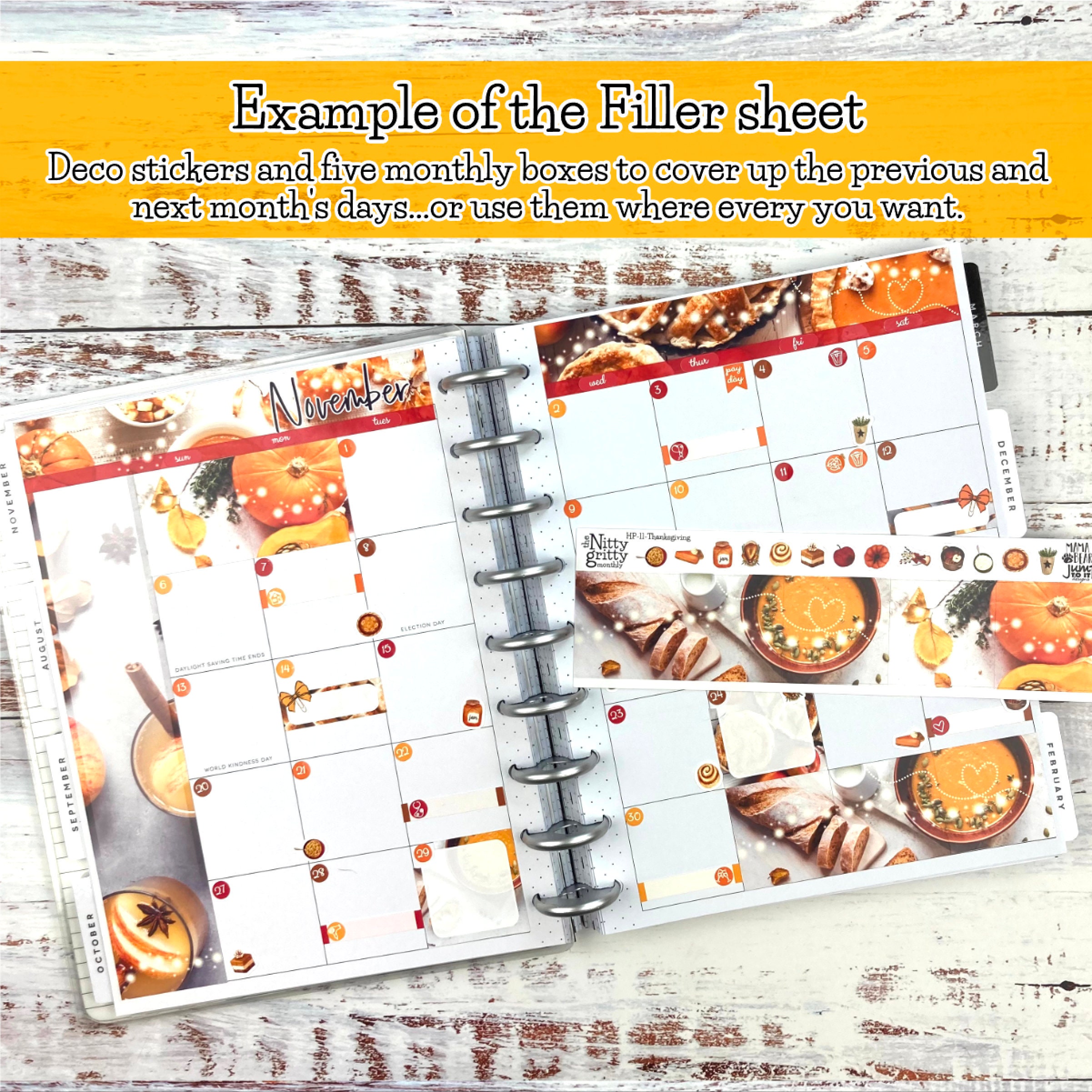 November Thanksgiving Monthly Kit | Printable Stickers | Happy Planner ...
