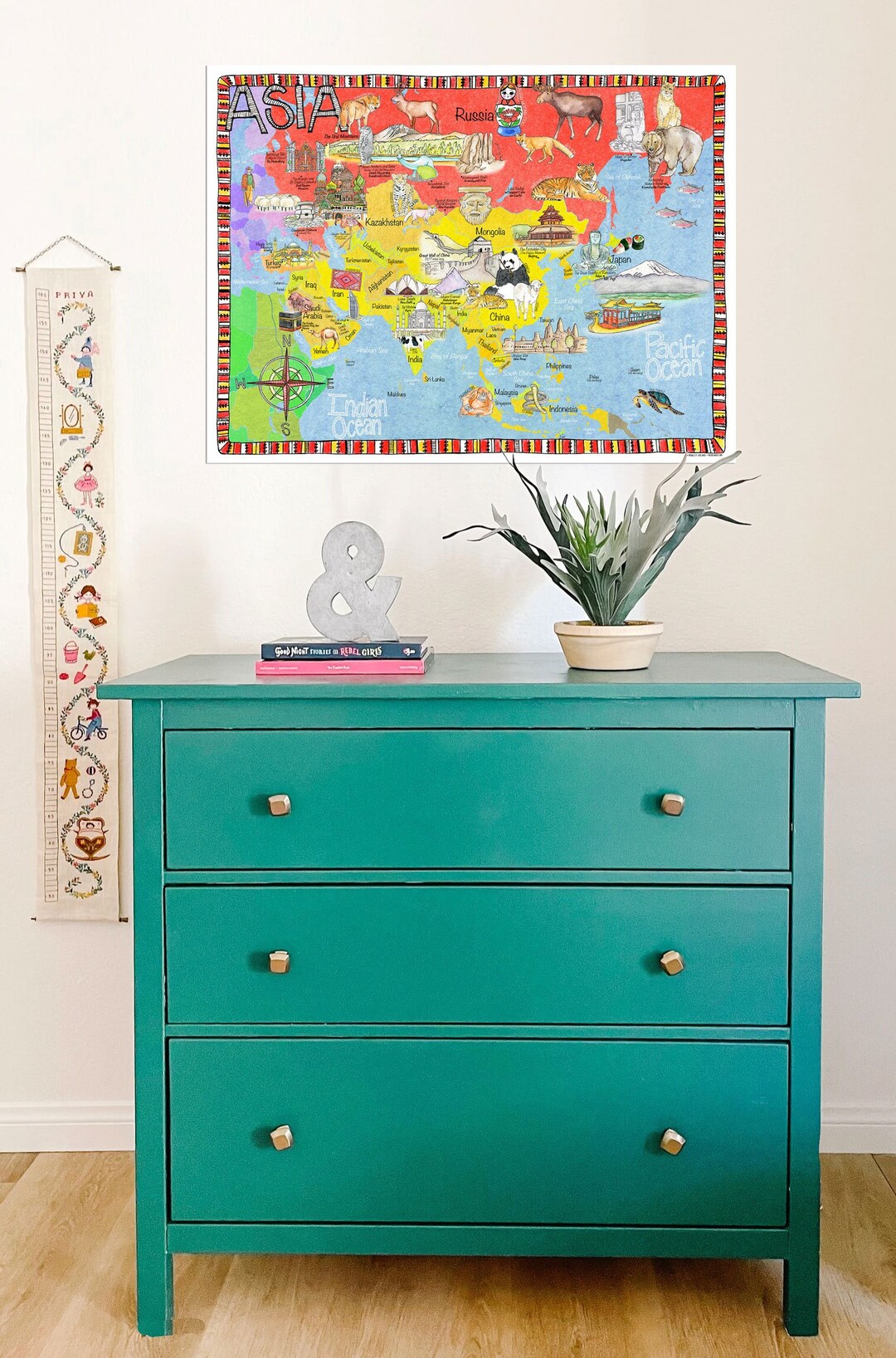 Free Shipping ASIA Continent ART Map 18x24 Poster by Marley Ungaro ...