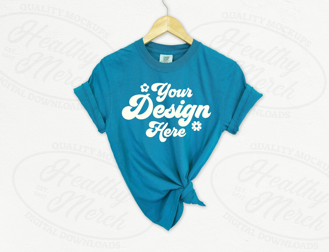 Comfort Colors 1717 Topaz Blue Mockup Feminine, Wall Hanging 1717 ...