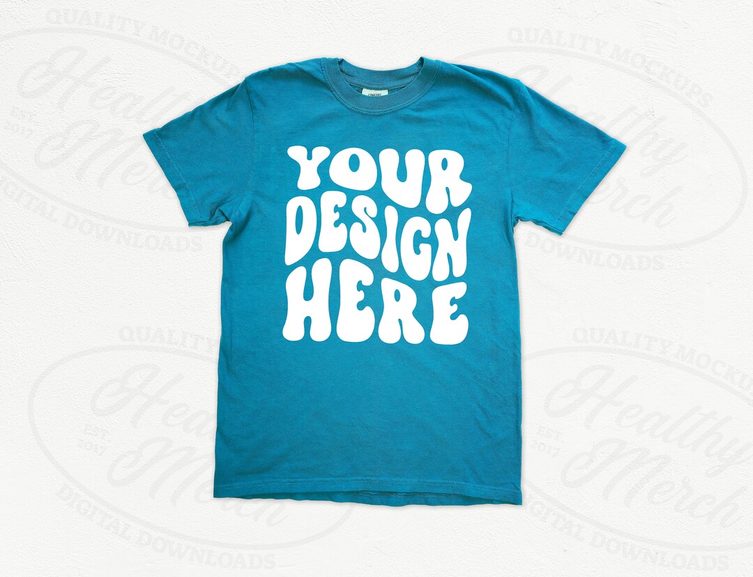 Comfort Colors 1717 Topaz Blue Mockup Flatlay, Flat Lay 1717 Mockup ...