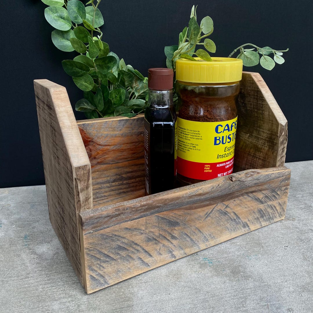 Farmhouse Kitchen Decor Vintage Condiment Holder Natural Reclaimed Wood ...