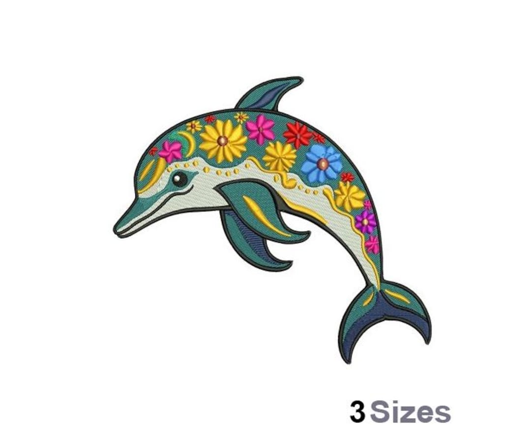 Floral Dolphin - Machine Embroidery Design - 3 Sizes - Etsy