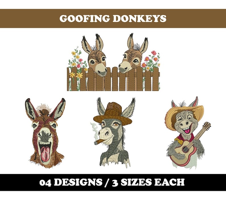 Funny Donkeys (4 Designs) - Machine Embroidery Bundle - Etsy