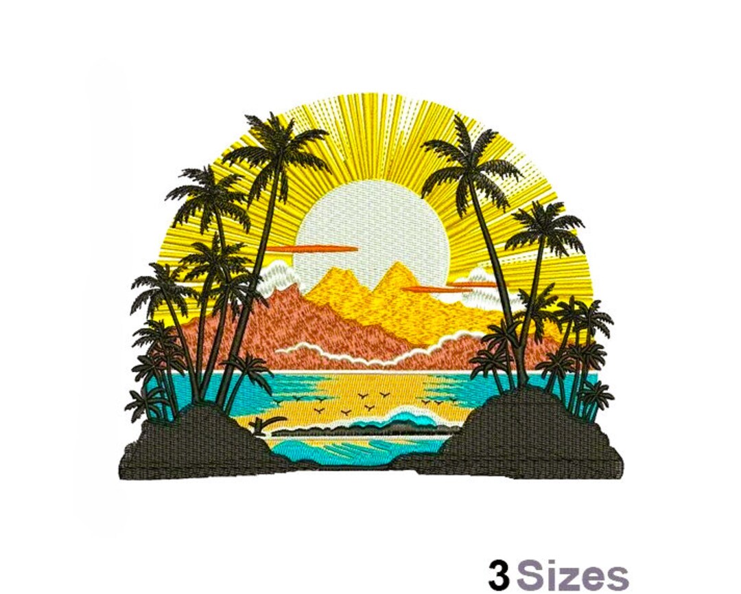 Summer Sunset - Machine Embroidery Design - 3 Sizes - Etsy
