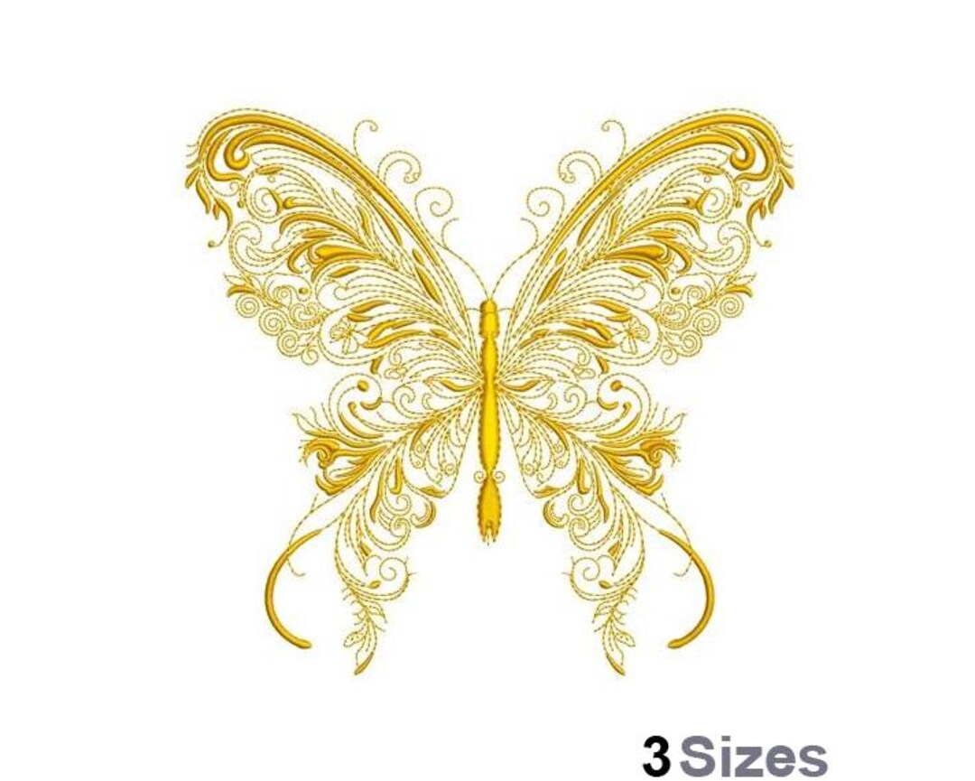 Golden Butterfly - Machine Embroidery Design - 3 Sizes - Etsy