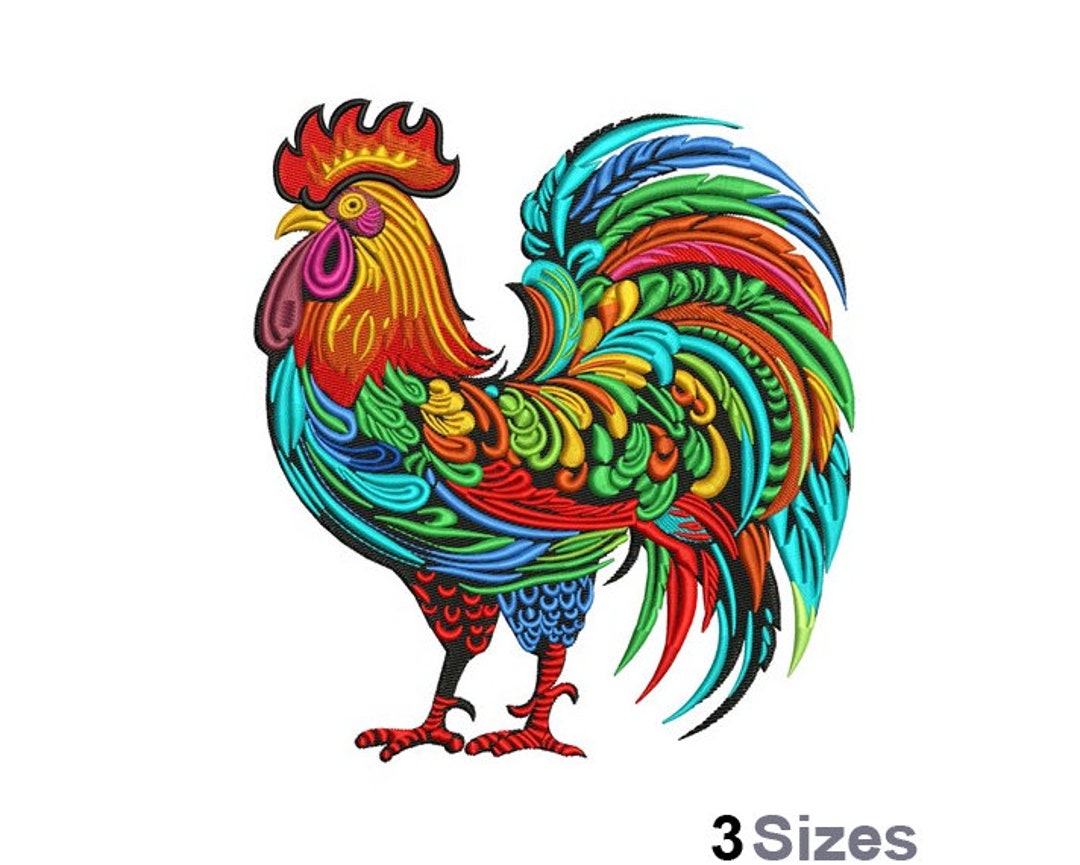 Rooster - Machine Embroidery Design - 3 Sizes - Etsy