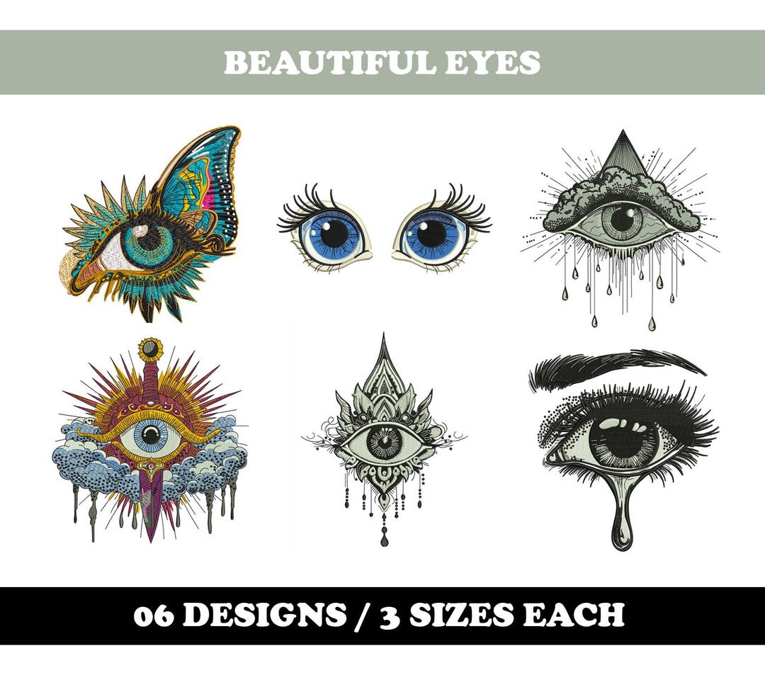Beautiful Eyes (6 Designs) - Machine Embroidery Bundle - Etsy