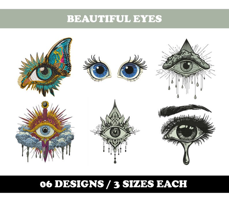 Beautiful Eyes (6 Designs) - Machine Embroidery Bundle - Etsy