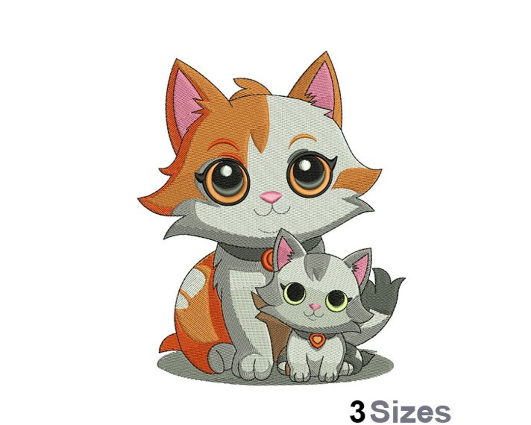 Cats - Machine Embroidery Design - 3 Sizes - Etsy