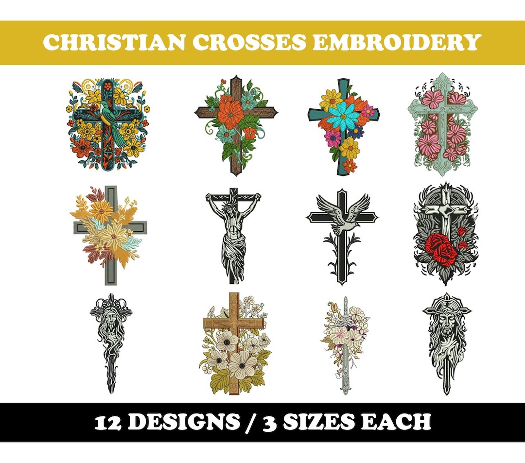 Christian Crosses (12 Designs) - Machine Embroidery Bundle - Etsy