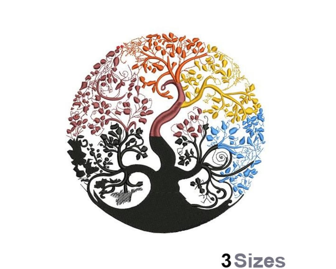 Colorful Tree of Life - Machine Embroidery Design - 3 Sizes - Etsy