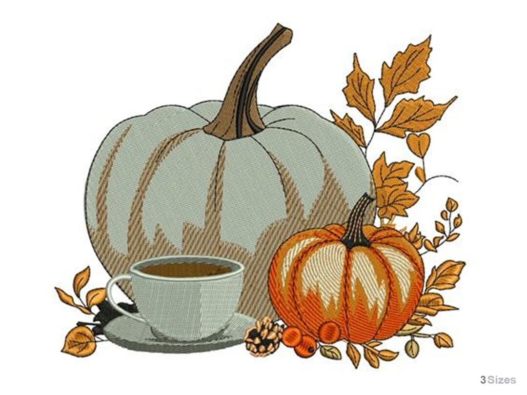 Harvest Pumpkins - Machine Embroidery Design - 3 Sizes, Coffee ...