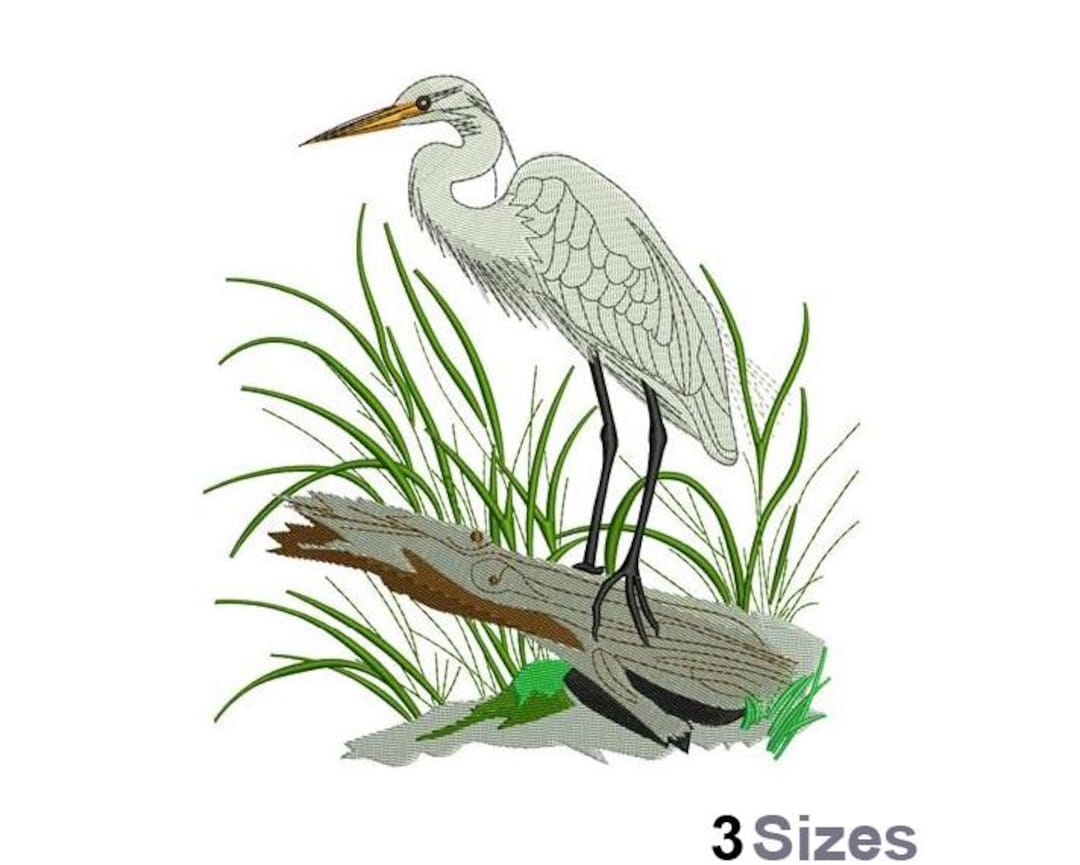 Egret - Machine Embroidery Design - 3 Sizes - Etsy
