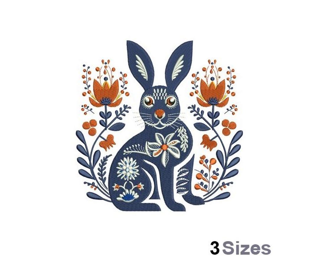 Folk Art Rabbit - Machine Embroidery Design - 3 Sizes - Etsy