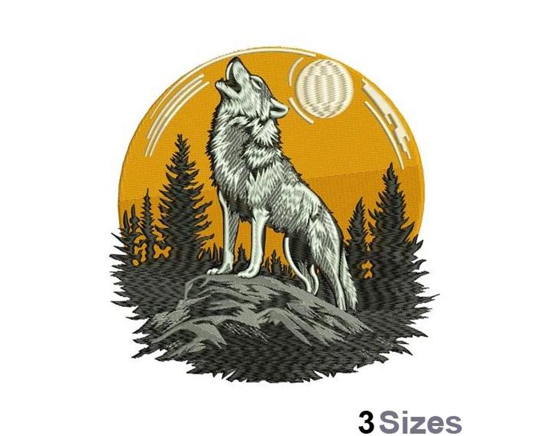 Wolf Howl - Machine Embroidery Design - 3 Sizes - Etsy