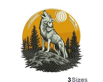 Wolf Howling - Machine Embroidery Design - 3 Sizes, Wolf Howl ...