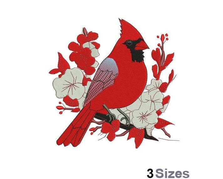 Cardinal Machine Embroidery Design 3 Sizes - Etsy