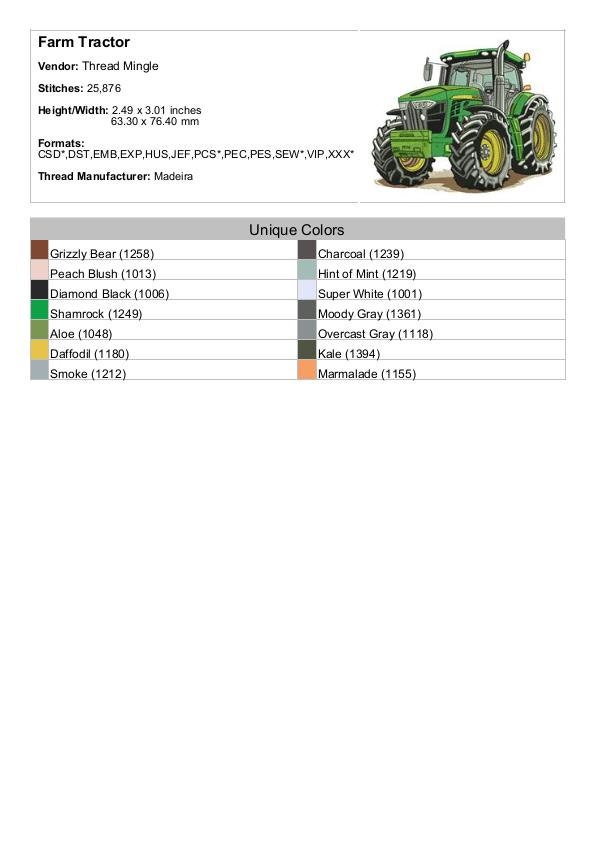 Farm Tractor Machine Embroidery Design 3 Sizes - Etsy