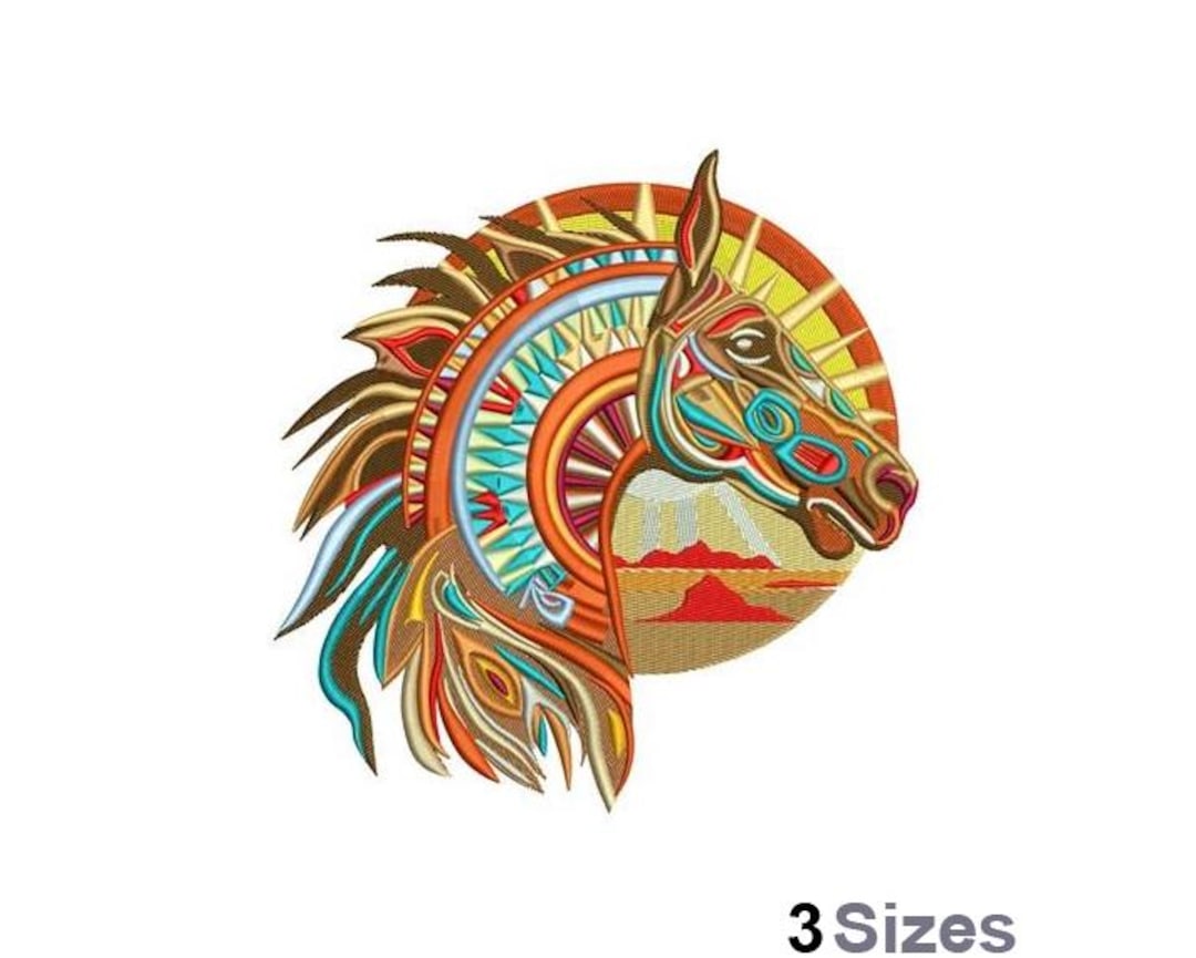 Tribal Southwest Bronco - Machine Embroidery Design - 3 Sizes - Etsy