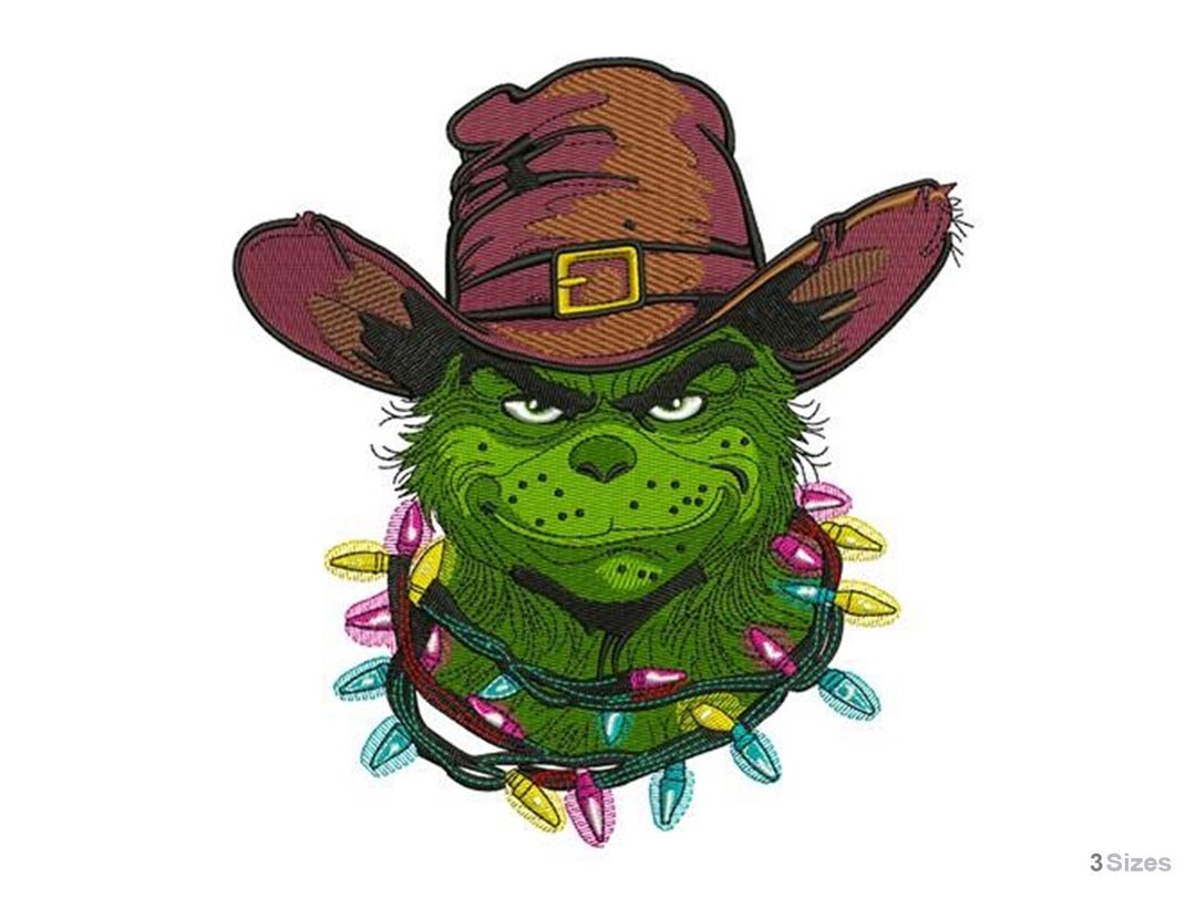 Cowboy Grinch - Machine Embroidery Design - 3 Sizes, Western Design - Etsy