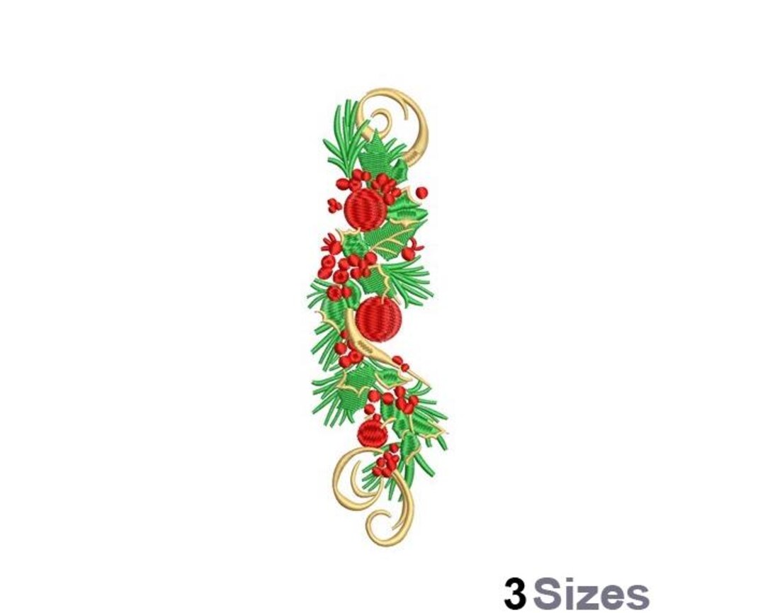 Festive Christmas Border - Machine Embroidery Design - 3 Sizes, Xmas ...