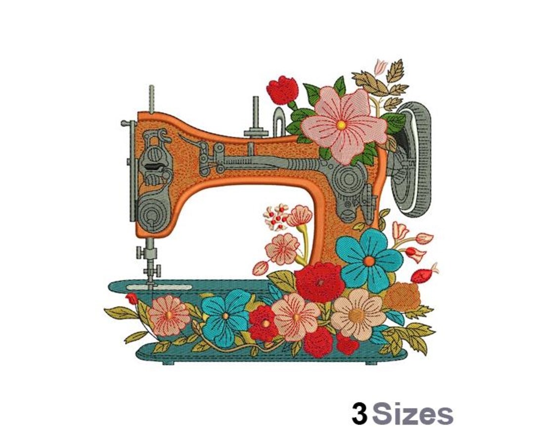 Floral Sewing Machine - Machine Embroidery Design - 3 Sizes - Etsy