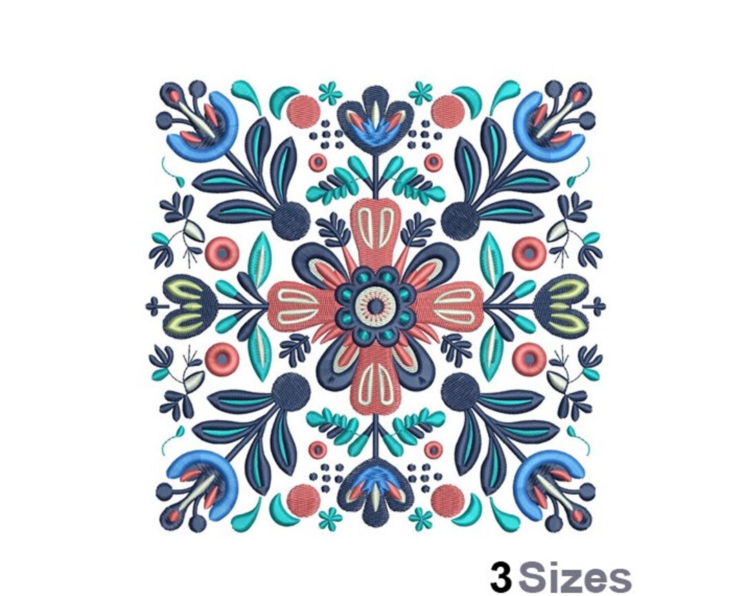 Floral Block - Machine Embroidery Design - 3 Sizes - Etsy