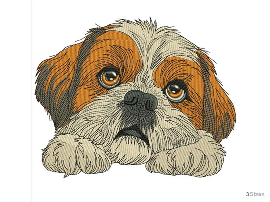 Shih Tzu - Machine Embroidery Design - 3 Sizes, Fluffy Dog Pattern - Etsy